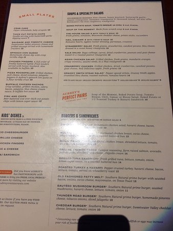 Aubrey's Restaurant Menu with Prices Near Me: Your 2025 Guide to Dining ...