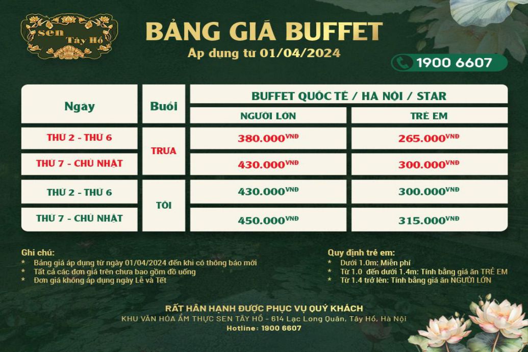 Menu Buffet Sen Tây Hồ: Khám Phá Hơn 200 Món Ngon Đa Dạng
