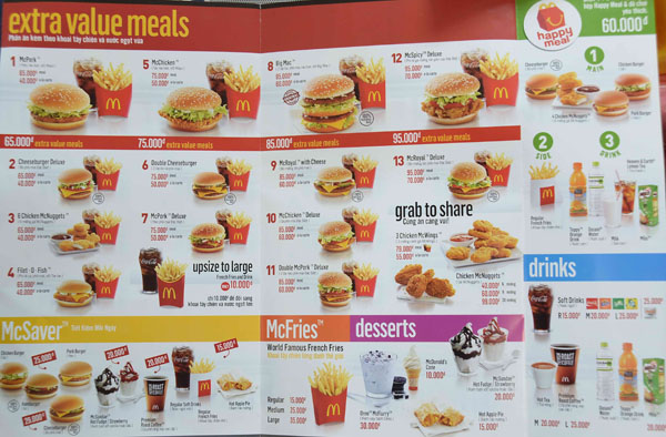 Review McDonald's Menu Việt Nam Mới Nhất