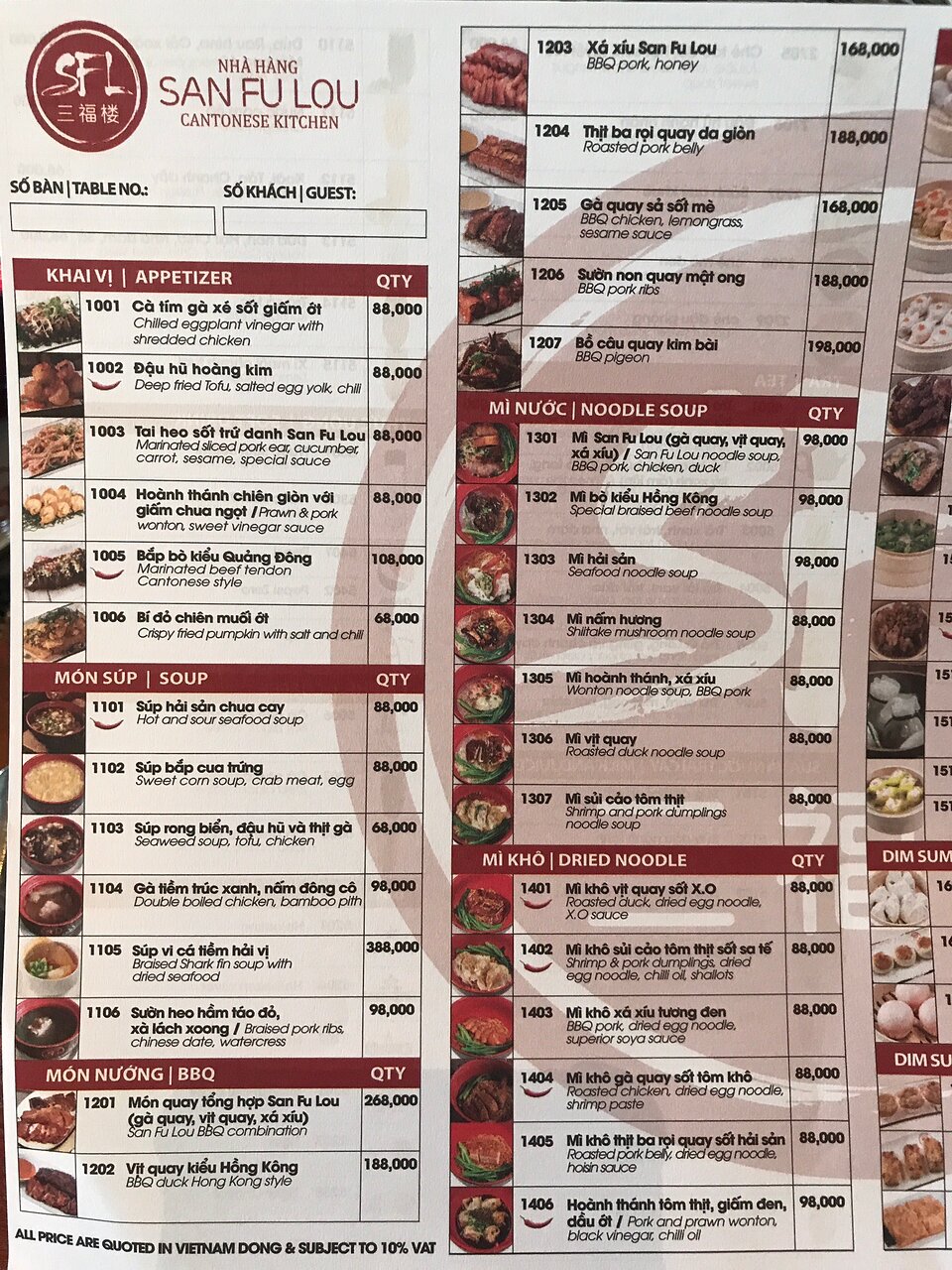 Review Menu San Fu Lou Mới Nhất