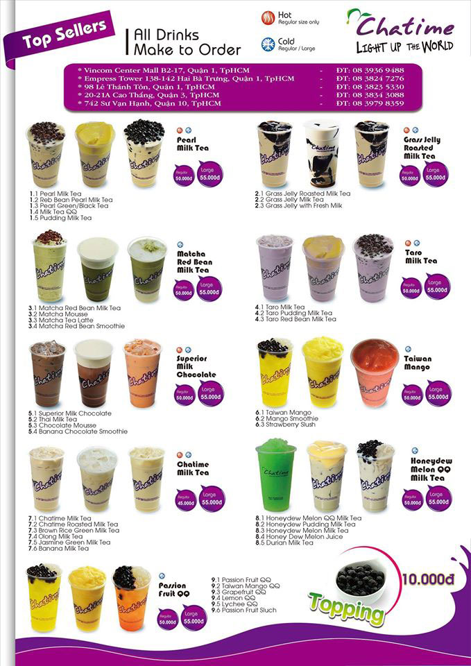Review Menu Trà Sữa Chatime Mới Nhất
