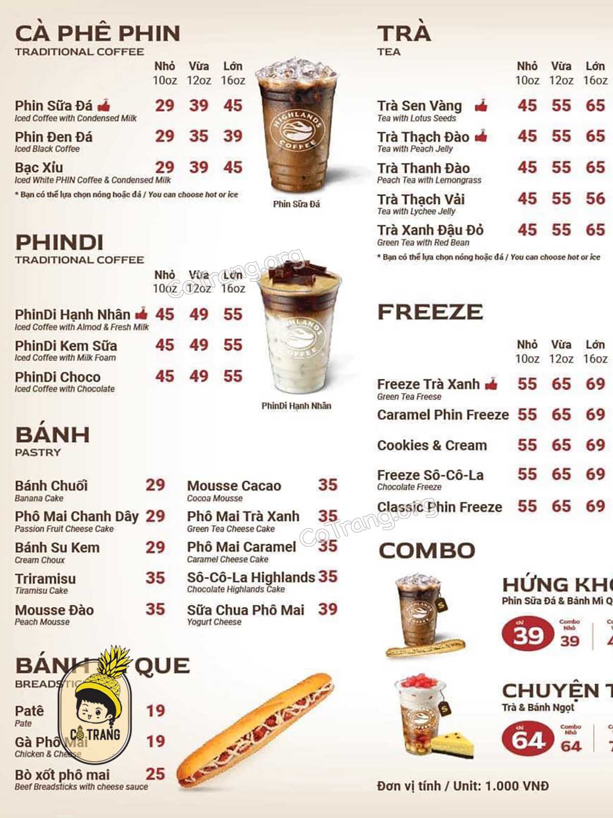 Review Menu Quán Highland Đầy Đủ Nhất