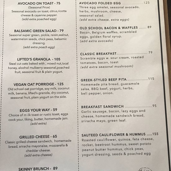 Review Lifted Coffee & Brunch Menu Mới Nhất